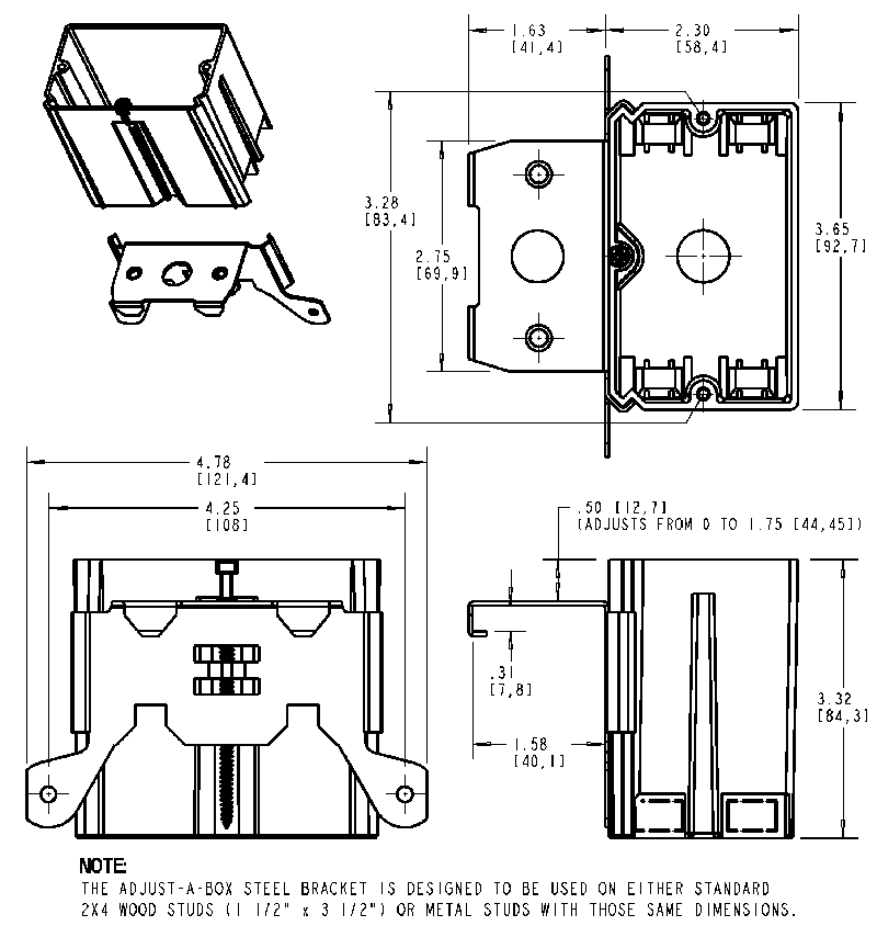 Carlon B121ADJ - Adjust-A-Box Single Gang Wall Box Carlon B121ADJ - Adjust-A-Box Single Gang Wall Box